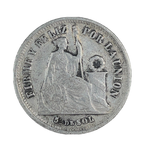 1/5 Sol 1874 Y.J Peru Silver Coin KM# 191 AU. About Uncirculated. | eBay