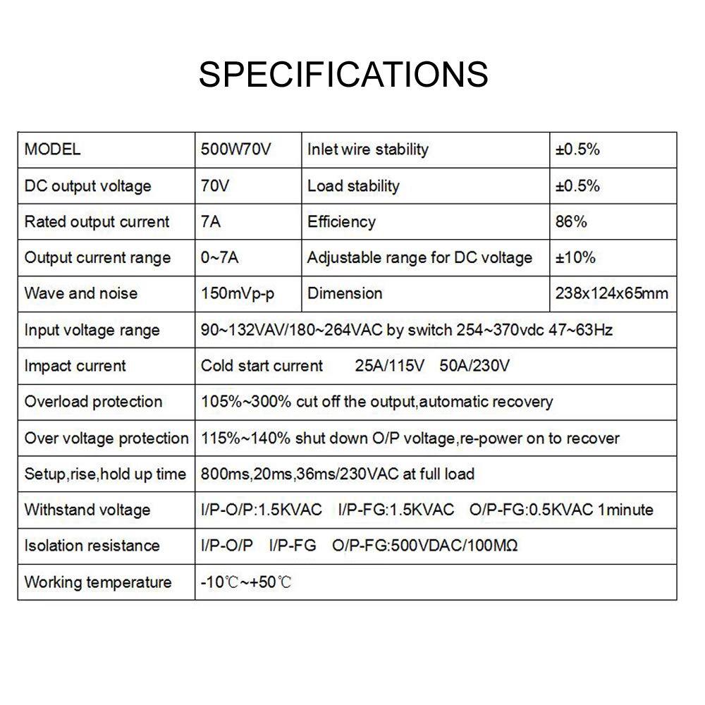 500w 70v Switch Power Supply Dc Power For Cnc Router Single Output Foaming Mill | eBay
