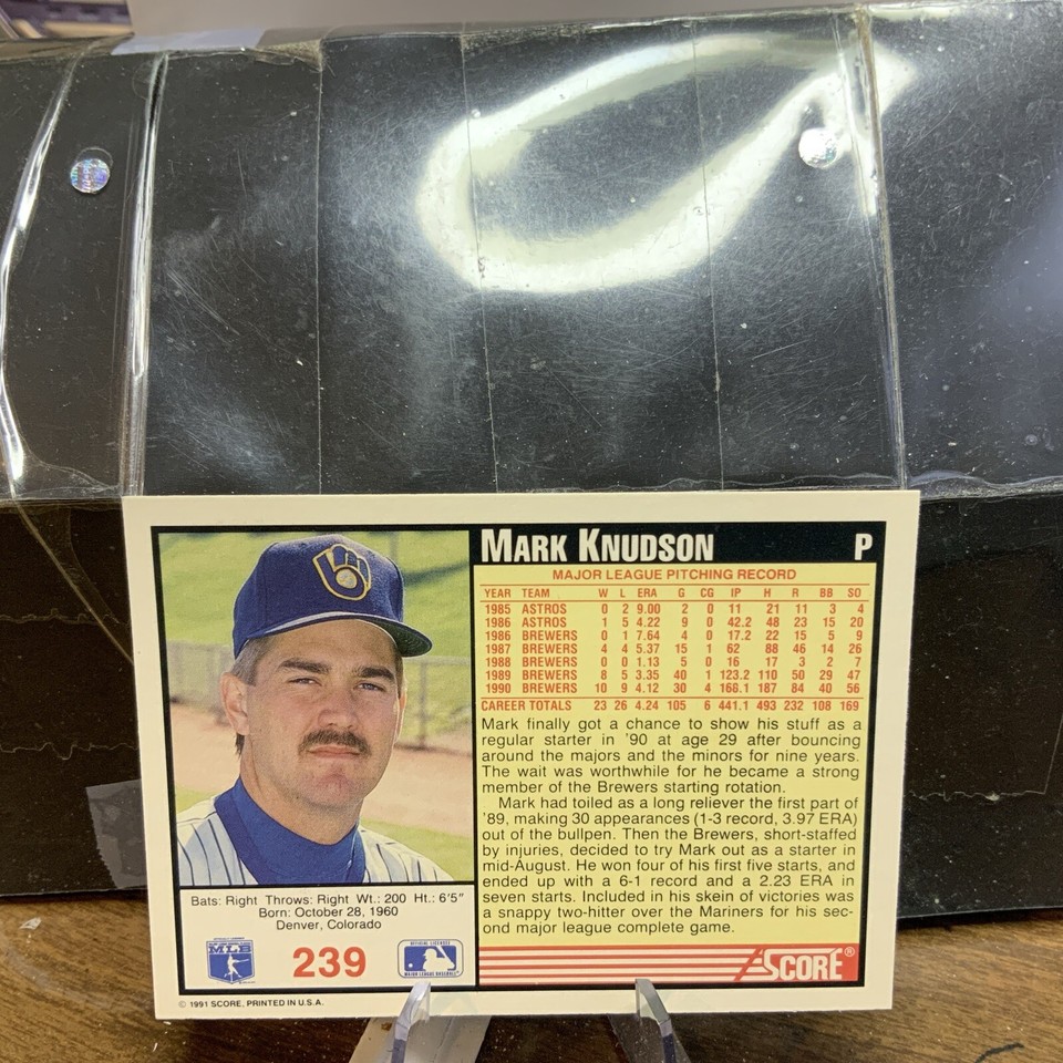 1991 Score Baseball Card Mark Knudson Milwaukee Brewers #239 | eBay