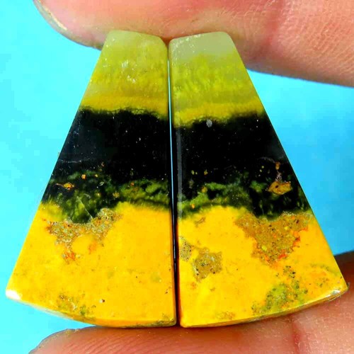 23.15Cts 100%Natural Bumblebee Eclipse Jasper Pair Matched 14x24x4mm ...
