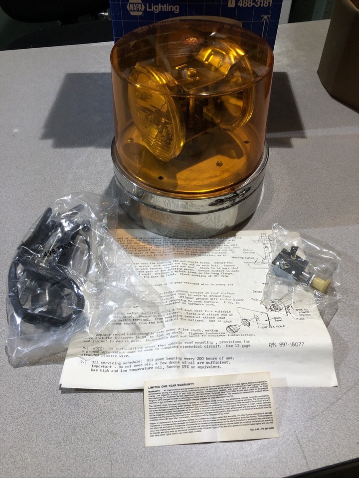NAPA 488 Rotating Emergency Hazard Light Beacon Tow sae-w3-80 12v | eBay