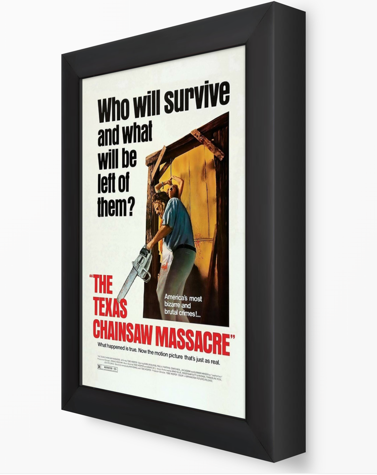 TEXAS CHAINSAW MASSACRE FRAMED HORROR MOVIE POSTER 7x5in Mounted Black ...