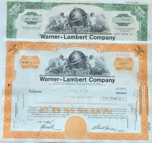 Warner-Lambert (now Pfizer) Listerine Lipitor products stock ...