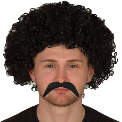 SCOUSER WIG AFRO STICK ON TASH FANCY DRESS NOVELTY 1980 80S ACCESSORY ...