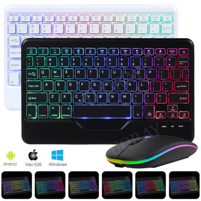 Led Wireless Keyboard and Mouse Wireless Multicolored LED Bluetooth ...