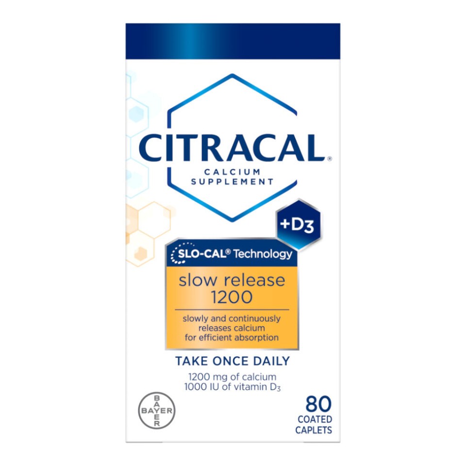 Citracal Slow Release 1200 Calcium With Vitamin D3, Caplets, 80 Count ...