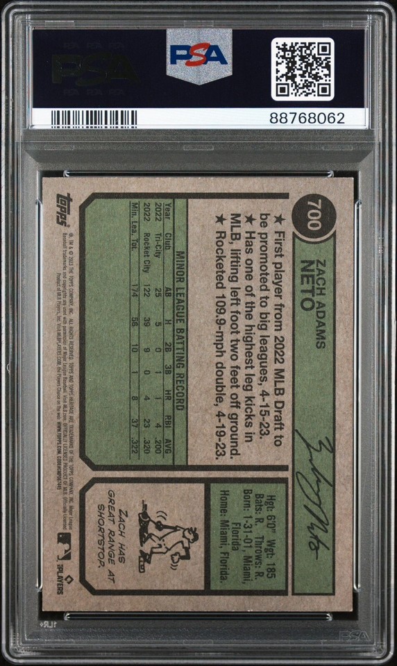 2023 Topps Heritage Signed Zach Neto RC Angels Card #700 Autographed ...