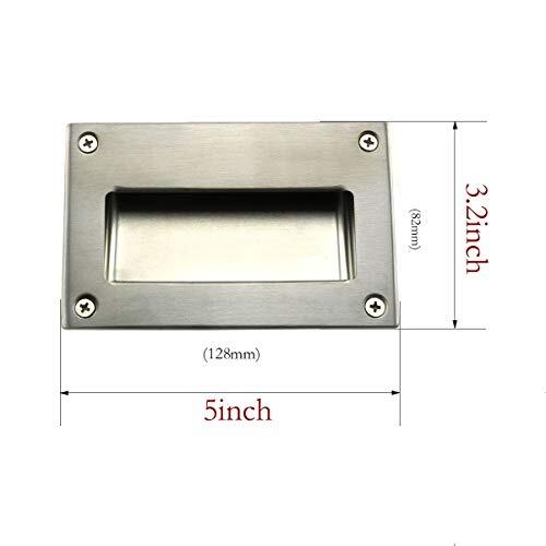 2pcs 5x3.2 inch Hidden Recessed Pull Handle Stainless Steel Square ...