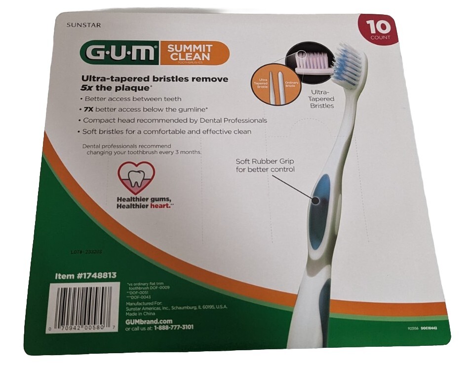 GUM Summit Clean Toothbrush 10 Count Soft | eBay
