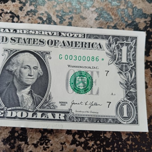 2021 1 DOLLAR STAR NOTE, FANCY, LOW PRINT, COOL NOTE, C00300086*, FREE ...
