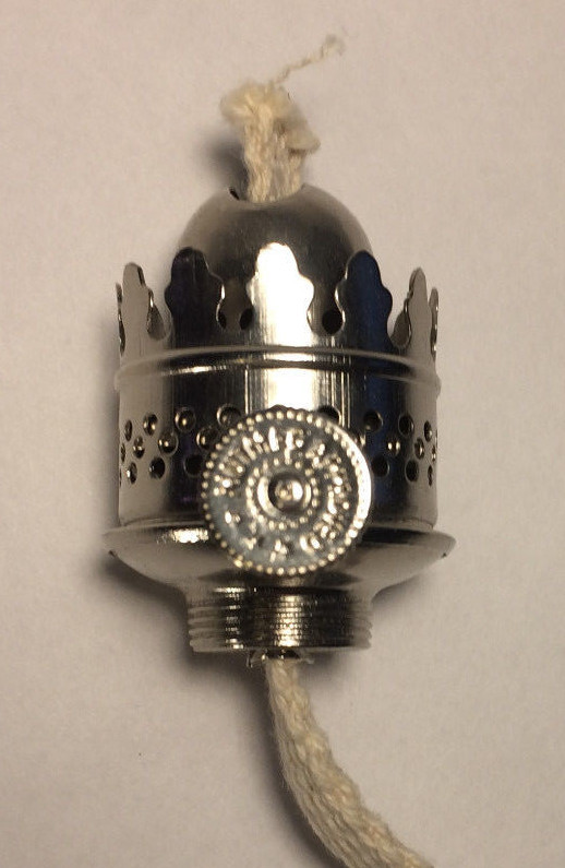 New Nickel Plated,Solid Brass Nutmeg Miniature Oil Lamp Burner with ...