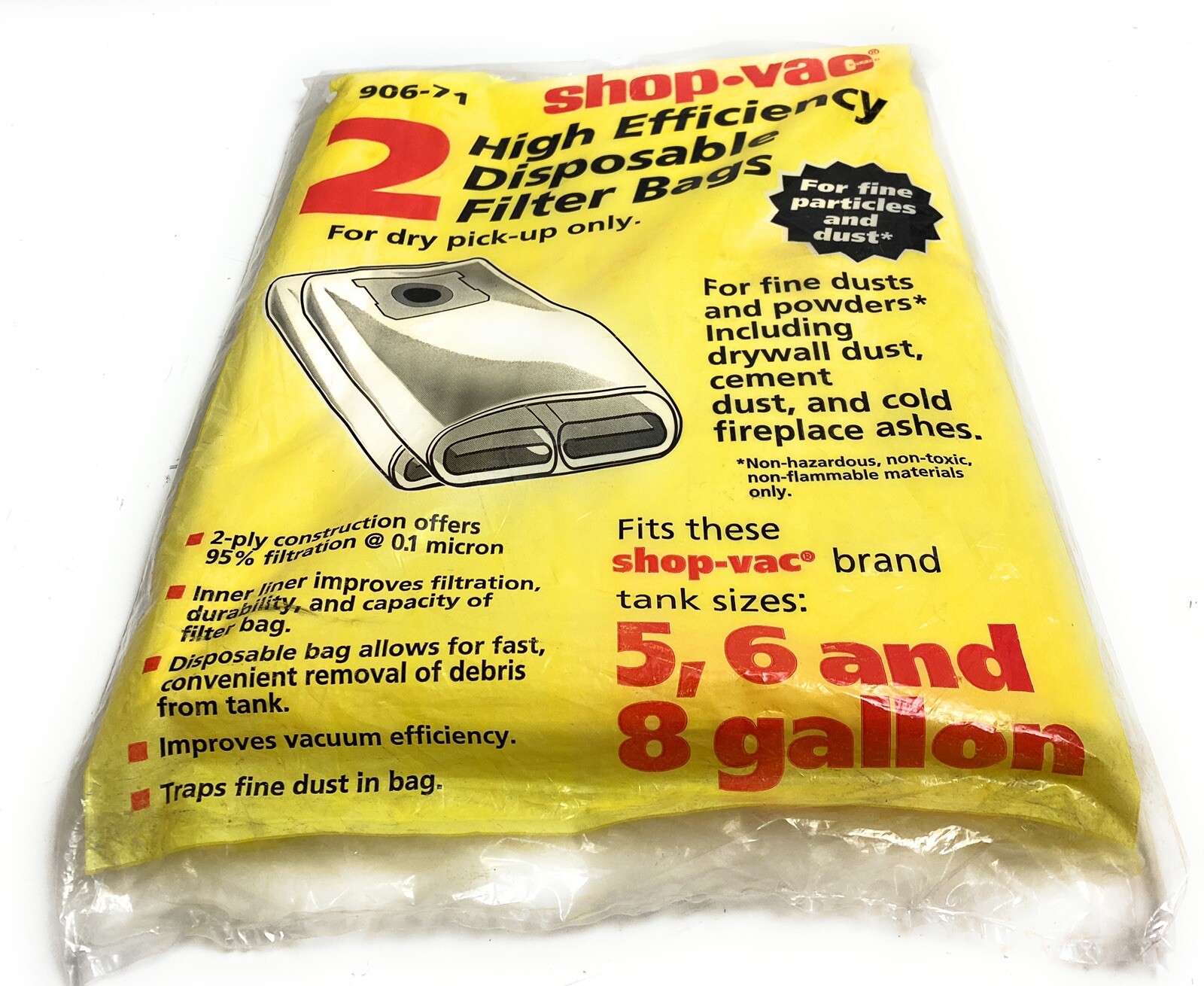 Pack of 2 Vtg USA Shop Vac Drywall Filter Bags 906-71 Dry Pick Up | eBay