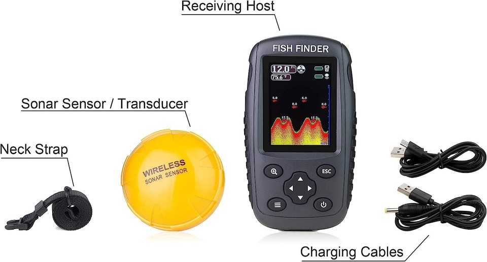 Portable Rechargeable Fish Finder Wireless Sonar Sensor Fishfinder ...