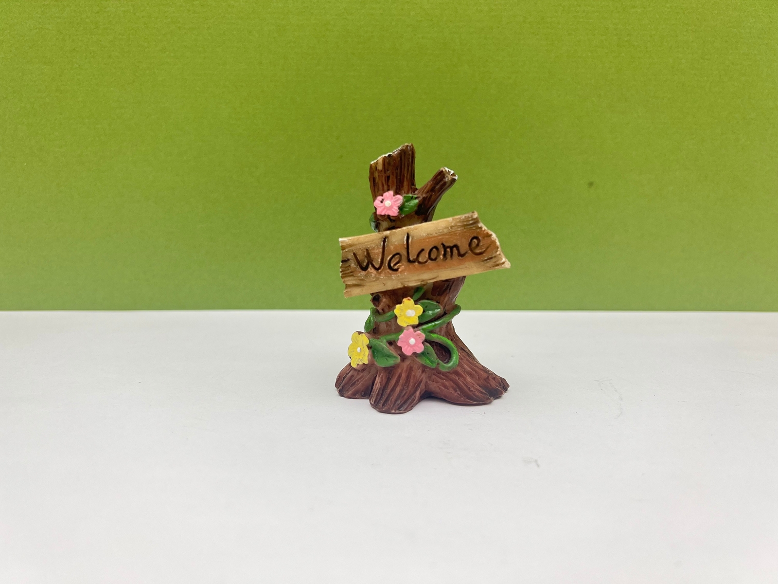 Fairy Garden Miniature "Welcome" Tree Stump Sign | eBay