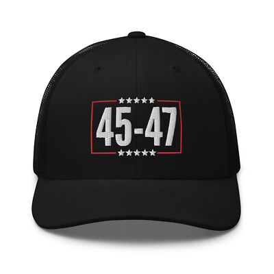 Trump 45 47 President hat, Embroidered Trucker Cap, Trump 2024 hat ...
