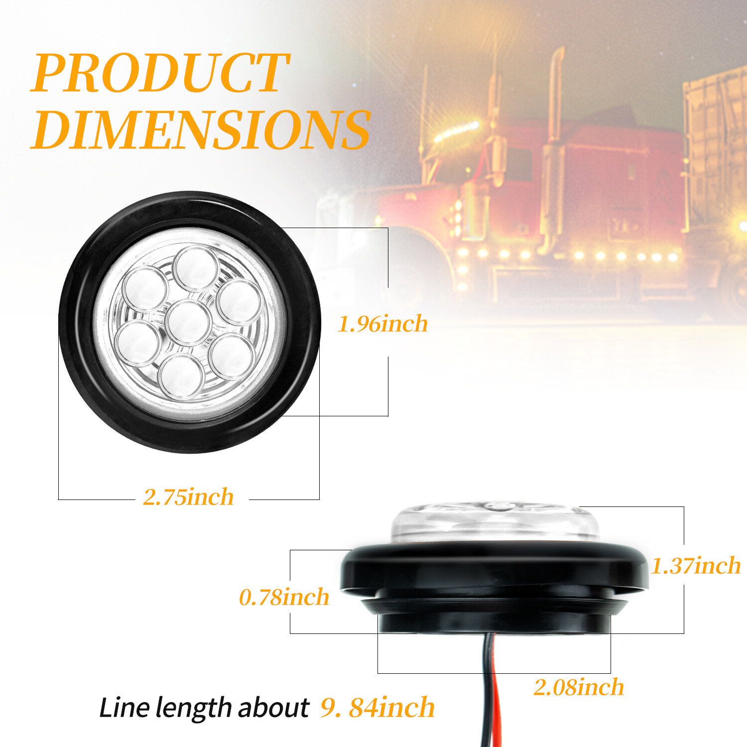 4x 2" Inch White LED Round Clearance Side Marker backup Lights Truck ...