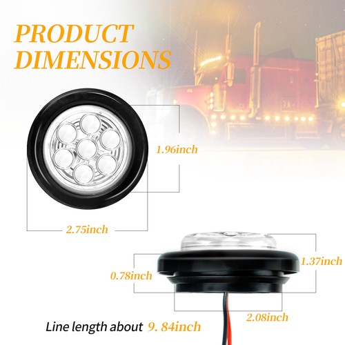 4x 2" Inch White LED Round Clearance Side Marker backup Lights Truck ...