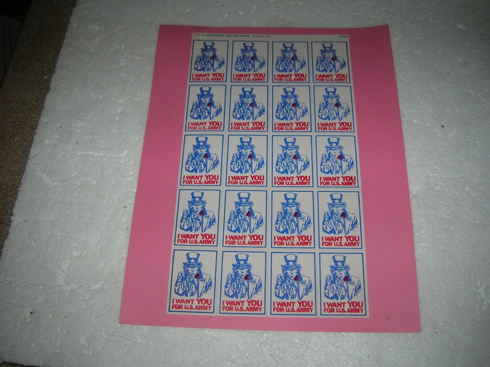 UNCLE SAM "I WANT YOU FOR U.S. ARMY" RECRUITING STICKER SHEET 1976 ...