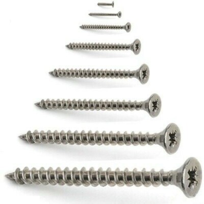 4.5mm 9g A4 MARINE GRADE STAINLESS STEEL FULL THREADED CHIPBOARD WOOD ...