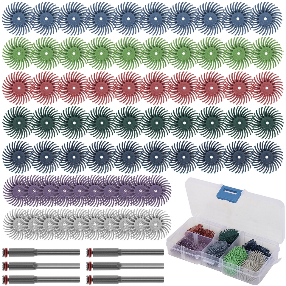 66Pc 1 Inch Bristle Disc With 2.35/3mm Mandrel Cleaning Abrasive For ...