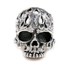 GHOST RIDER FLAMES SKULL 925 STERLING SILVER CRANIUM BIKER GOTHIC RING ...