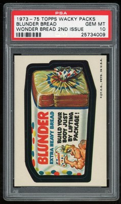 1974 Topps Wacky Packages Sticker Blunder Bread Wonder Bread 2nd PSA 10 ...