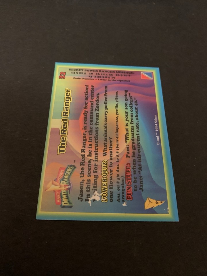 1994 Mighty Morphin Power Rangers Red Ranger Card #32 | eBay