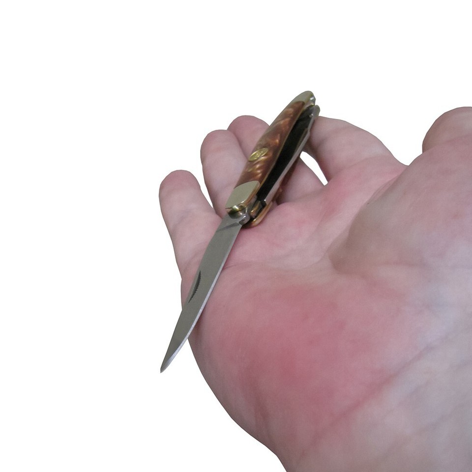 Rite Edge 3 BLADE STOCKMAN Pocket Knife w/ Brown Marble Style Acrylic ...