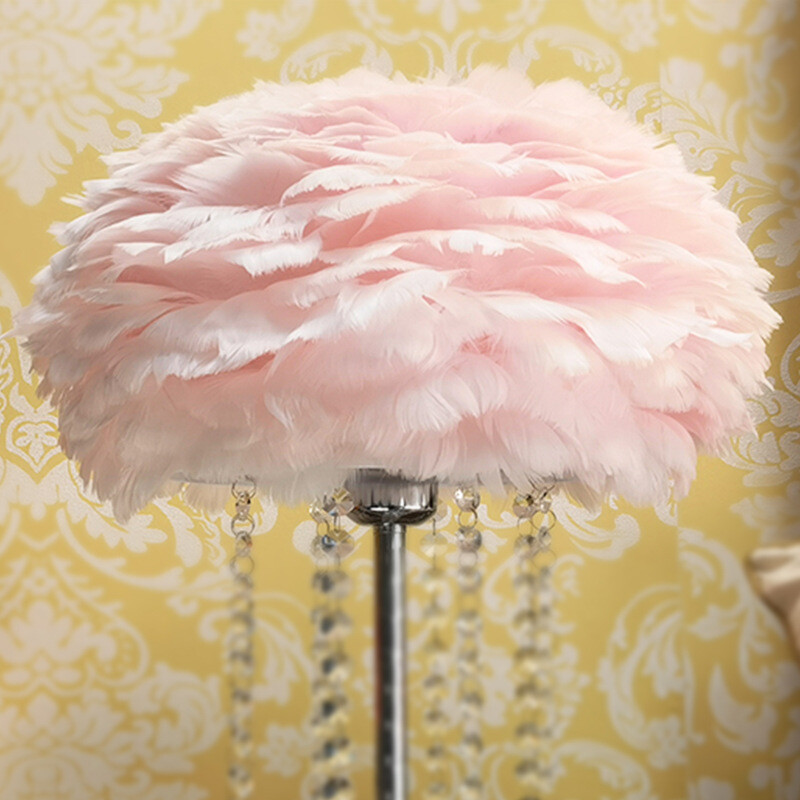 Fringe Feather Lamp Shades Crystal Floral Light Shade Table Lamp Home ...