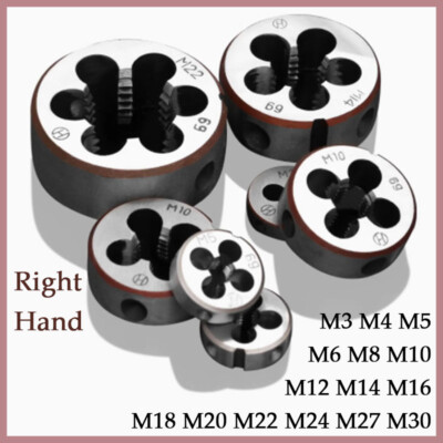Right Hand Round Threading Metric Dies Thread Cutting Die Multi-Size M3 ...