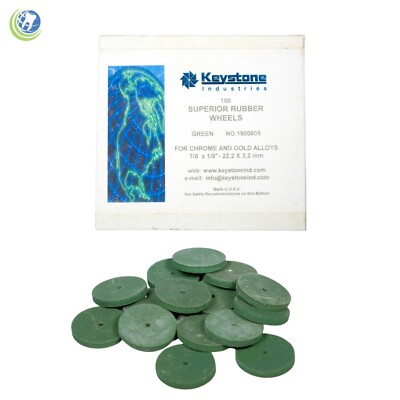 SUPERIOR GREEN RUBBER SILICONE WHEELS 7/8” X 1/8” 100/BOX POLISHING ...