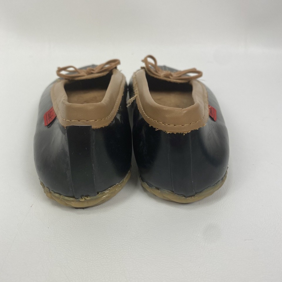 Chooka Duck Skimmer Waterproof Rain Flats Shoes Sz 8 Rubber Black Bow ...