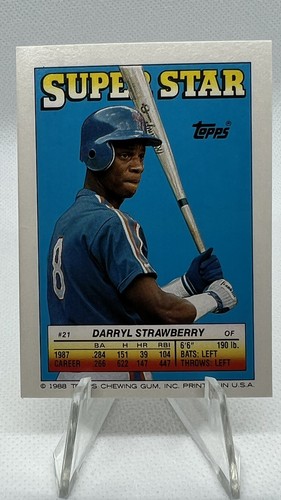 1988 Topps Super Star Sticker Back Cards #21 Darryl Strawberry NY Mets ...