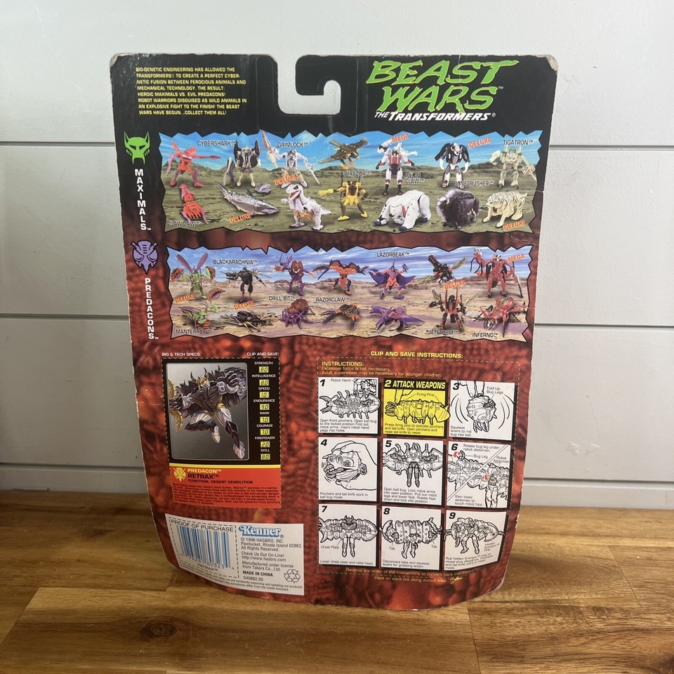 Transformers Vintage Beast Wars Deluxe Predacon Retrax Figure Vintage ...