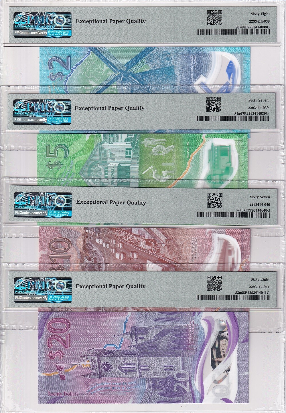 Barbados Set 4; 2 5 10 20 Dollars 2022 P 80-P 83 Superb Gem UNC PMG 67 68 EPQ | eBay