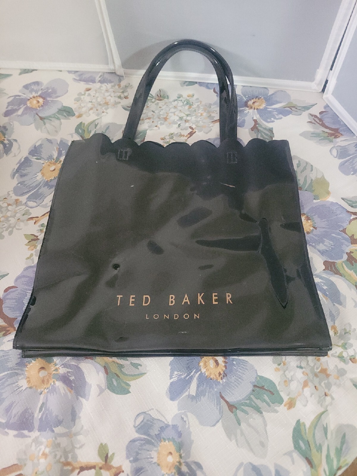 Ted Baker London Black Vinyl Shopper Tote Bag Iconic … - Gem