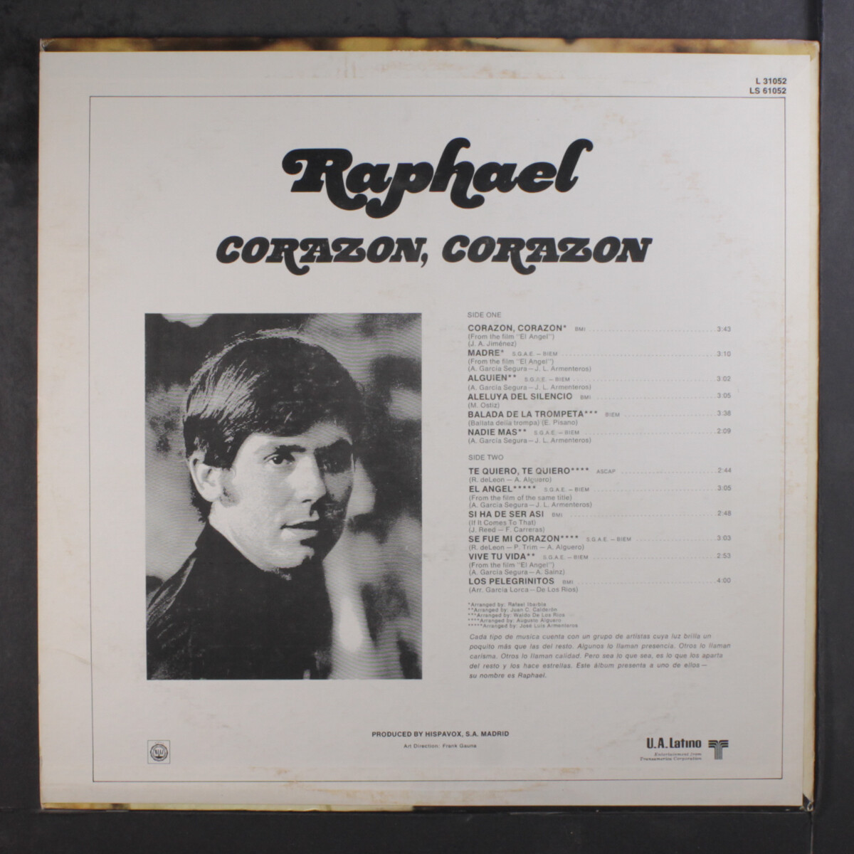 RAPHAEL: corazon, corazon UA Latino 12" LP 33 RPM | eBay