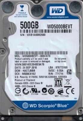 Western Digital WD5000BEVT-00SCST0 500GB DCM: HACTJBBB WXB1A | eBay
