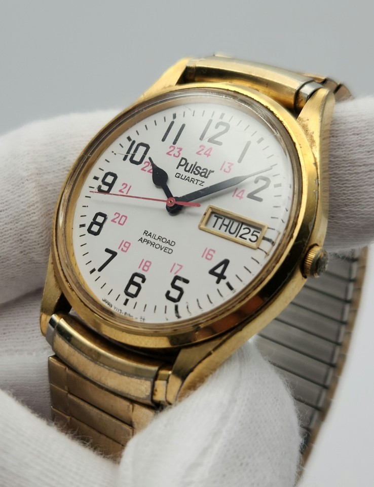 Pulsar Railroad Approved Vintage Gold Tone Quartz Watch - FOR PARTS ...