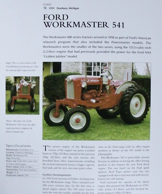 Ford Workmaster Tractor Picture Article Sheet Out of Print Farm Wall ...
