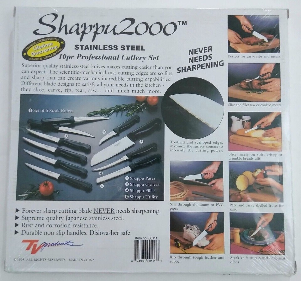 VTG SHAPPU 2000 STAINLESS STEEL PROFESSIONAL CUTLERY SET FOREVER SHARP ...