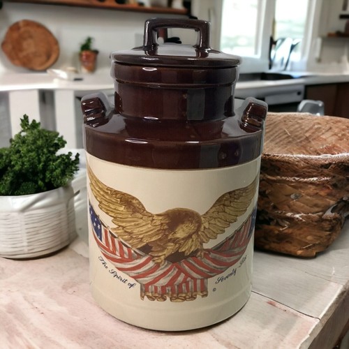 Vtg 1970s McCoy Pottery Carved Wooden Eagle 1776 Cookie Jar Americana ...