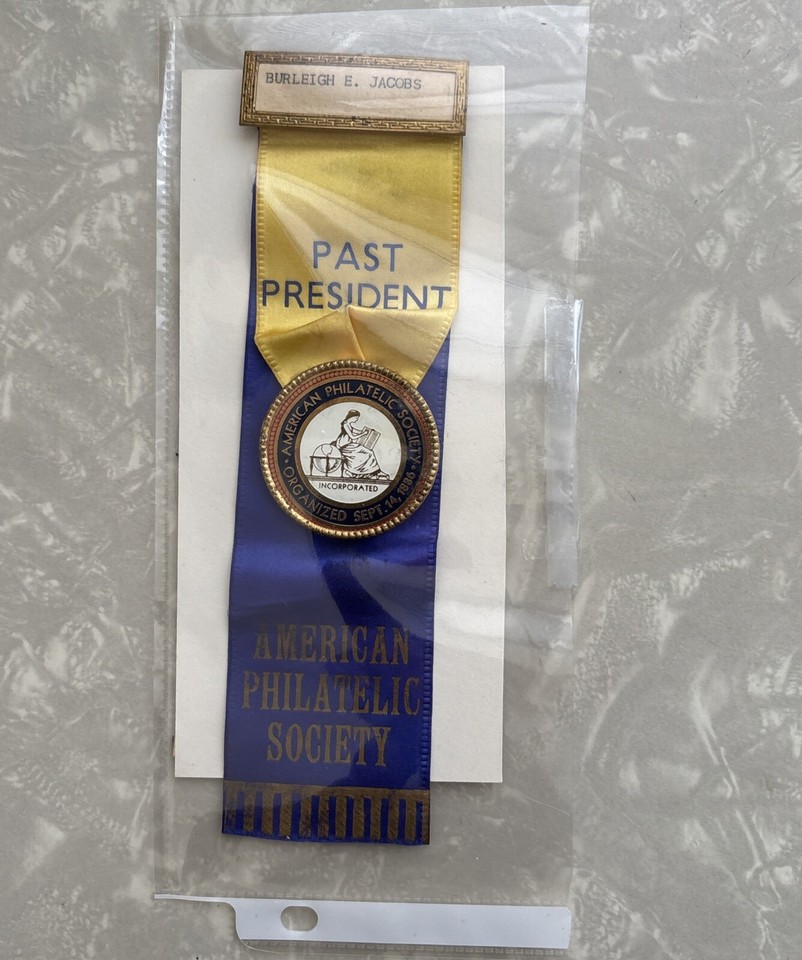 Vintage AMERICAN PHILATELIC SOCIETY Ribbon Badge Pin Since 1886 Past ...