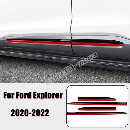 Fit For Ford Explorer 2020-2022 Black+RED Side Door Body Molding Sill ...
