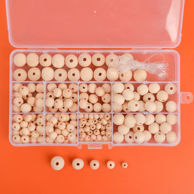 220Pcs Natural Wood Beads Kit Loose round Beads for Jewelry Making Kit ...