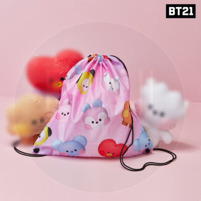 BTS BT21 Official Authentic Goods BIG & TINY String Bag + Tracking ...