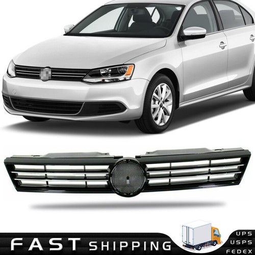 Fit 2011-2014 Volkswagen Jetta Sedan Mesh Black Front Grille Chrome ...