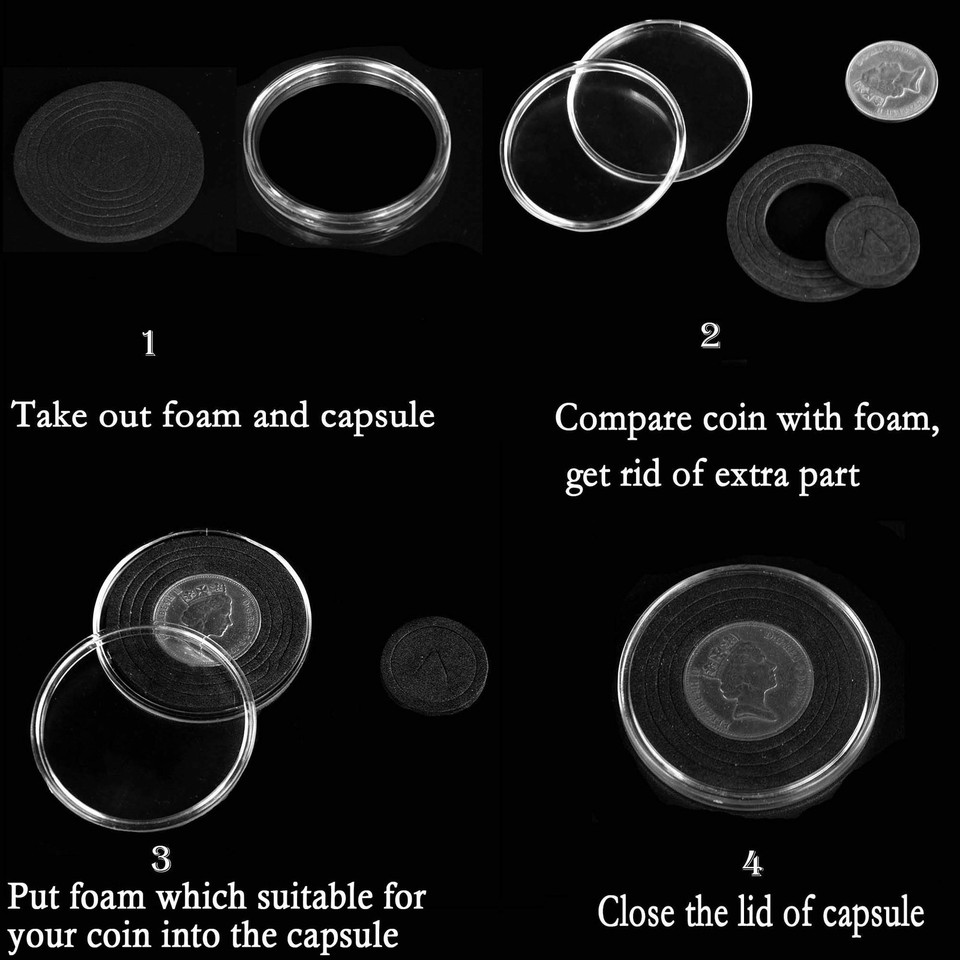20 Sets Coin Capsules With 6 Sizes Adjustable Protect Foam Gasket ...