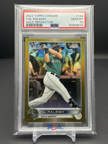 2022 Topps Chrome Cal Raleigh Rookie RC TRUE GOLD REFRACTOR /50 PSA 10 ...