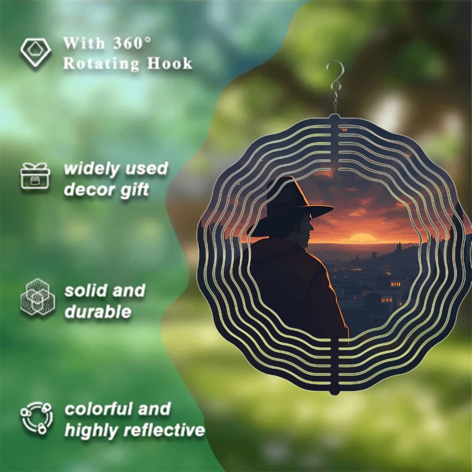 Metal Hanging Wind Spinners with Concentric Wave Patterns - Elegant ...